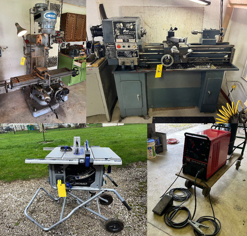 Milling Machine, Metal Lathe, Tig Welder, Compressors, And More