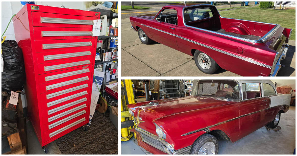 1967 Fairlane, 1956 Chevy Coupe, Tools, Engines, More