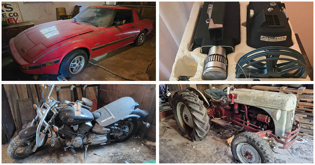 1983 Mazda RX7, Yamaha XVS, Ford 8N Tractor & Mowers